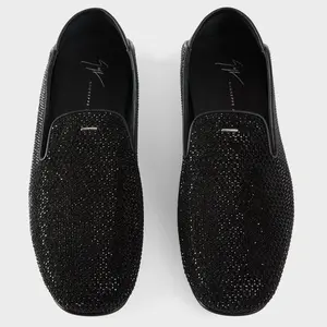 GIUSEPPE ZANOTTI Perforated Suede And Rhinestone Loafer