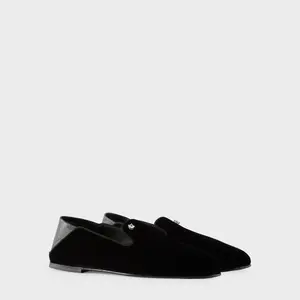 GIUSEPPE ZANOTTI Velvet Loafers With Crystal Embellishment