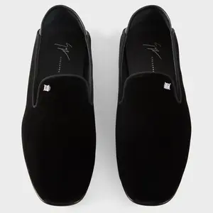 GIUSEPPE ZANOTTI Velvet Loafers With Crystal Embellishment