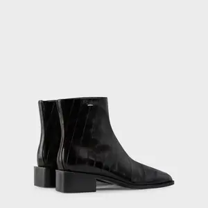 GIUSEPPE ZANOTTI Eel Leather Square Toe Ankle Boots With Inside Zipper