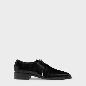 GIUSEPPE ZANOTTI Square-toe Eel Leather Lace-up Shoes - Black