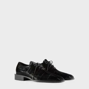 GIUSEPPE ZANOTTI Square-toe Eel Leather Lace-up Shoes
