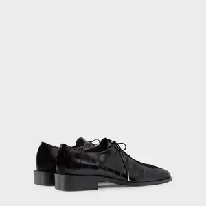 GIUSEPPE ZANOTTI Square-toe Eel Leather Lace-up Shoes
