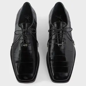 GIUSEPPE ZANOTTI Square-toe Eel Leather Lace-up Shoes