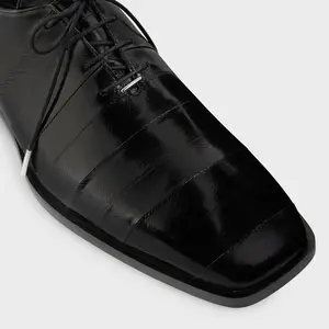 GIUSEPPE ZANOTTI Square-toe Eel Leather Lace-up Shoes