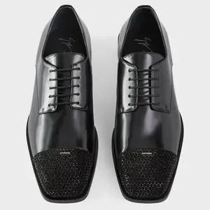 GIUSEPPE ZANOTTI Leather Embellished Lace-up Shoes