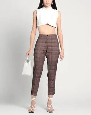 OLTRE Tapered Fit Glen Plaid Metallic Stretch Trousers