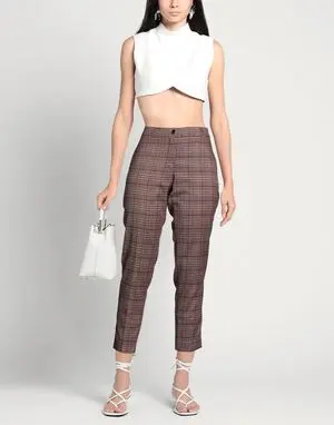 OLTRE Tapered Fit Glen Plaid Metallic Stretch Trousers