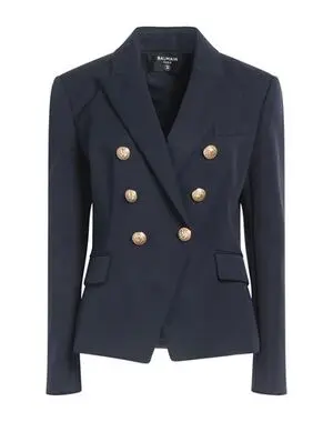 Balmain Midnight Wool Double-breasted Blazer - Midnight Blue