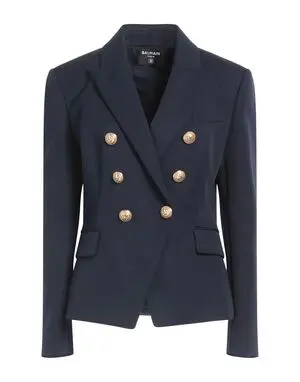 Balmain Midnight Wool Double-breasted Blazer - Midnight Blue
