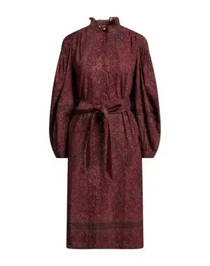 Antik Batik Midi Dress Burgundy Size Cotton - Red