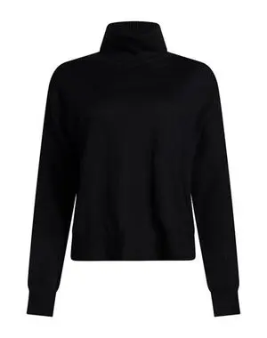ARAGONA Turtleneck Midnight Size Merino Wool - Black