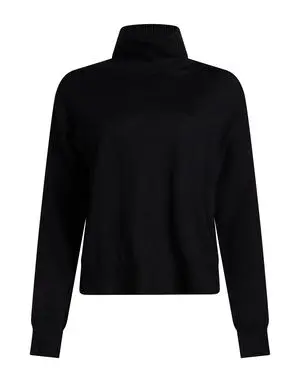 ARAGONA Turtleneck Midnight Size Merino Wool - Black