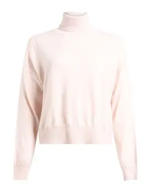 ARAGONA Merino Wool Turtleneck With Side Slits - Pink