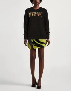 Versace Cotton Sweatshirt With Metallic Logo - Black