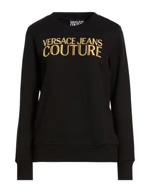 Versace Cotton Sweatshirt With Metallic Logo - Black
