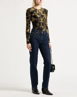 Versace Polyamide & Elastane Bodysuit With Signature Print - Black