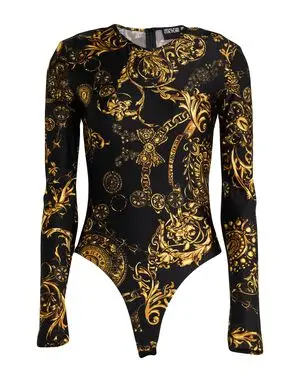 Versace Polyamide & Elastane Bodysuit With Signature Print - Black
