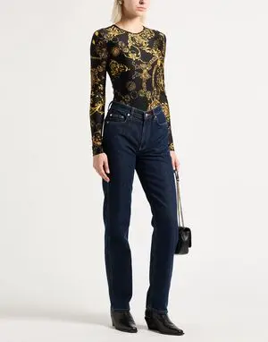 Versace Polyamide & Elastane Bodysuit With Signature Print - Black