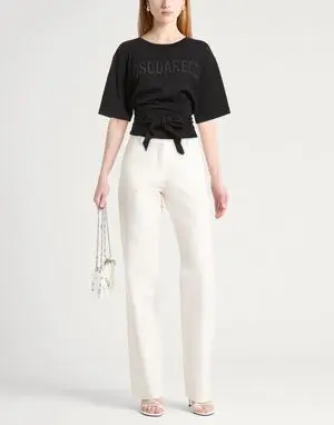 Dsquared2 Cotton T-shirt With Embroidered Logo And Tie Fastening - Black