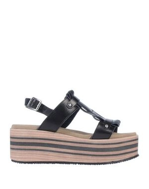 PREGUNTA Leather Flatform Sandals - Black
