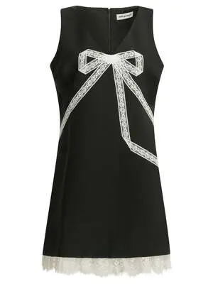 SELF-PORTRAIT Short Sheath Dress With Bow - Black