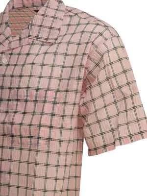 BEAMS Open Collar Nylon Airy Plaid' Casual Shirt