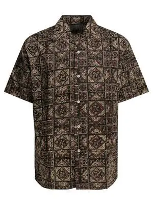 BEAMS Block Print' Casual Shirt - Brown