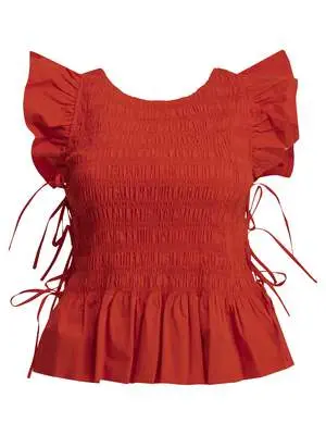 GANNI Casual Pleated Top - Red