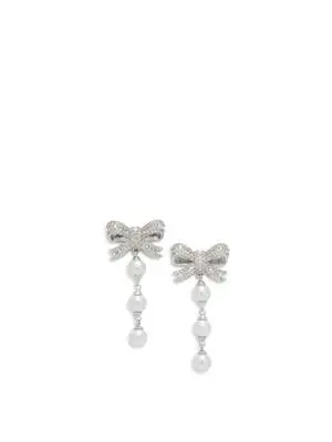 SELF-PORTRAIT Dangling Earrings With Pearls And Crystals - Silver