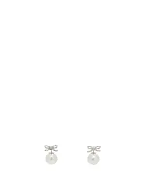 SELF-PORTRAIT Earrings With Pearl And Crystals - Silver