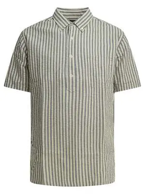 BEAMS Casual Cotton Seersucker Shirt - Light Blue
