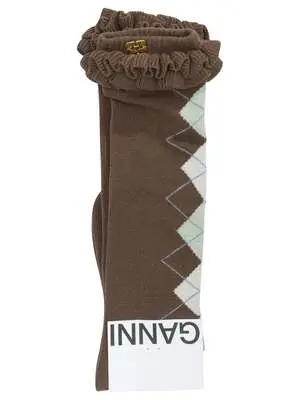 GANNI Argyle Classic Socks - Brown