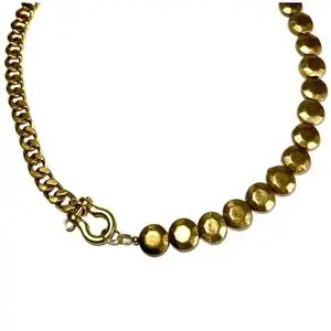 RACHEL NATHAN Shackle Single: Brass Sand Dollar Necklace - Gold