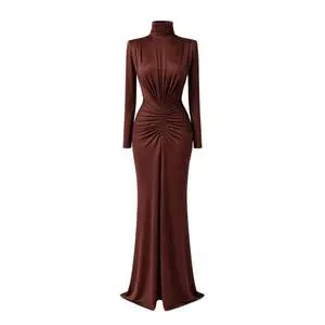 OSCARMORRIS Aura Burgundy Dress - Brown