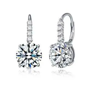 GENEVIVE Elegant Drop Earrings With Cubic Zirconia - Silver