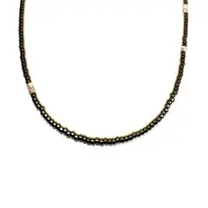 RACHEL NATHAN Silver / Pink Mini Beaded Pyrite & Rhodochrosite Necklace - Silver/pink