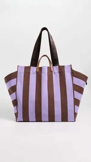 Clare V. Canvas Stripe Beach Tote Bag