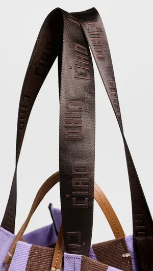 Clare V. Canvas Stripe Beach Tote Bag