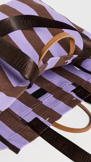 Clare V. Canvas Stripe Beach Tote Bag