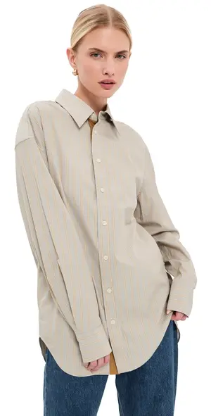 KALLMEYER Dani Pinstripe Button-down Shirt - Mist