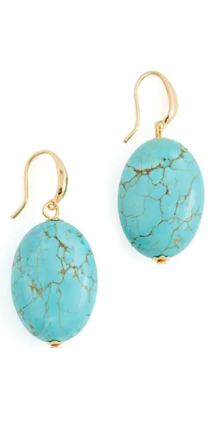 KENNETH JAY LANE Oval Bead-on Fishhook Earrings - Turquoise