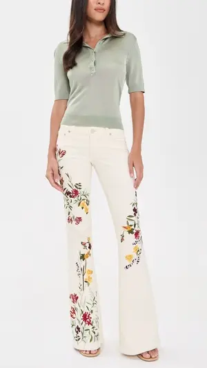 Alice + Olivia Emryn Embroidered Jeans