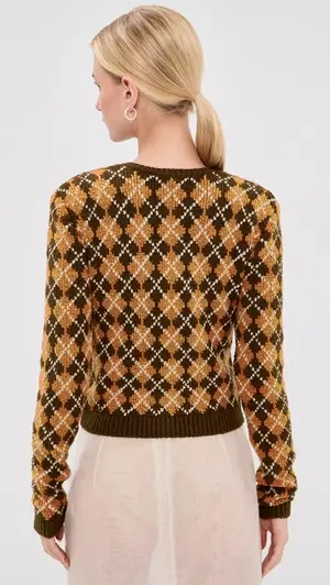 Acne Studios Bouclé Argyle Knit Cardigan