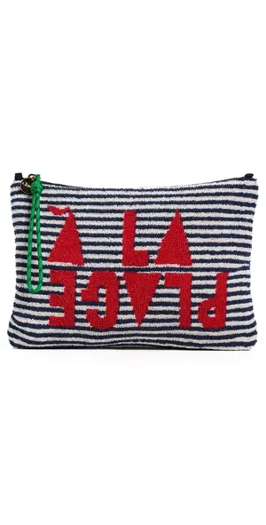 Clare V. Terry Cloth Flat Clutch - Deep Dive/cream