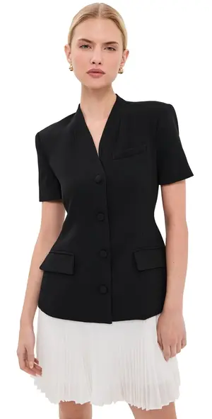 Simkhai Leah Short Sleeve Blazer Mini Dress - Black Multi