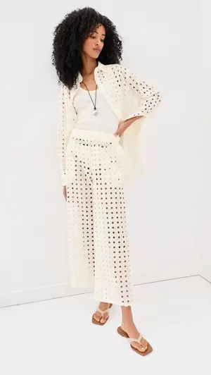 LE BOP Riviera Cropped Eyelet Pants