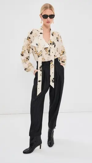 Isabel Marant Étoile Janice Pinstriped Wool Blend Pants