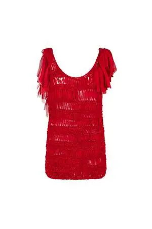 HEIRLOME Juanita Hand-knitted Silk Top With Fringe Detail