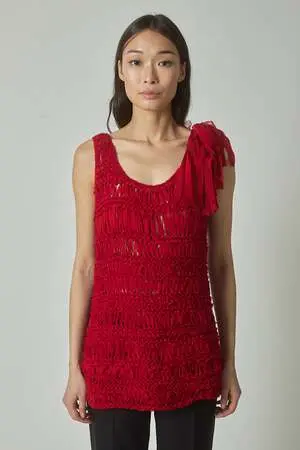 HEIRLOME Juanita Hand-knitted Silk Top With Fringe Detail